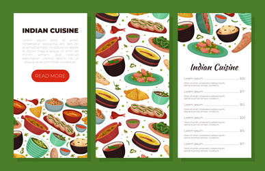 Indian food banner design with dinner dish served Vector Image
