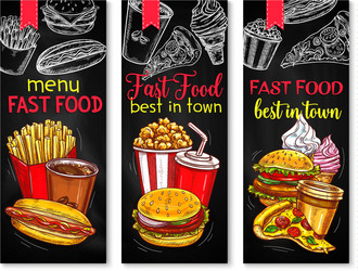 Fast food and drinks with neon lights icons Vector Image