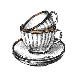 Hand drawn paper coffee cup with lettering Vector Image