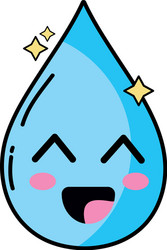 Kawaii cute happy water drop Royalty Free Vector Image