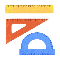 Rulers collection measuring scale triangular Vector Image