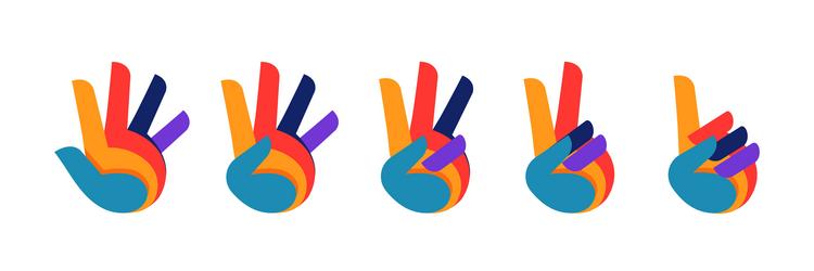 Hands showing numbers hand gesture count 1 Vector Image