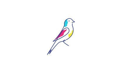 Bird lines art colorful parakeet logo symbol Vector Image