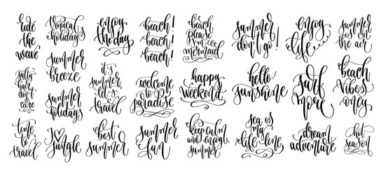 Set of 50 hand lettering inscriptions text Vector Image
