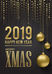Greeting card invitation with happy new year 2019 Vector Image