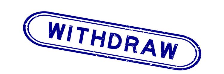 Grunge blue withdraw word rubber seal stamp Vector Image
