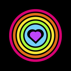 Flat rainbow heart center target pride party icon Vector Image