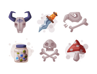 Occult magic objects for mystic rituals Royalty Free Vector