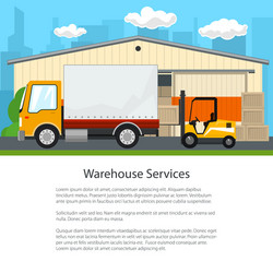 Warehouse services poster design Royalty Free Vector Image