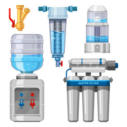 Set water filter icons water filtration system Vector Image