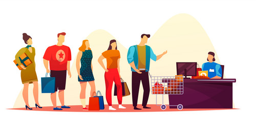 Angry queue in store dissatisfied customers line Vector Image