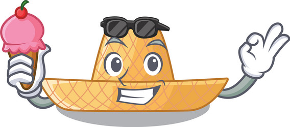 With ice cream party hat in cartoon Royalty Free Vector