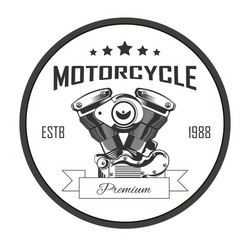 Garage motorcycle service round logo with pistons Vector Image