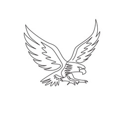 One single line drawing strong eagle head bird Vector Image