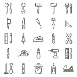Working tools icon set on black background Vector Image