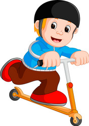 Boy playing push bicycle Royalty Free Vector Image