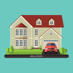 Flat design of residential house Royalty Free Vector Image