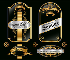 Gold framed labels set Royalty Free Vector Image