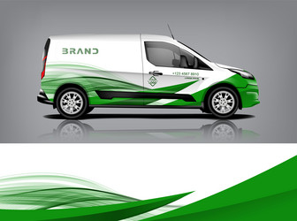 Van wrap design template with wave shapes decal Vector Image