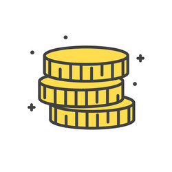 Coins line icon on white background for graphic Vector Image