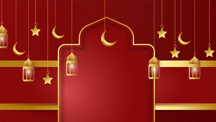 Golden lantern arabic red gold islamic design Vector Image