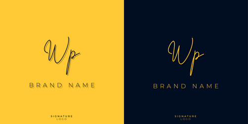 Initial letters wp monogram logo design bundle Vector Image