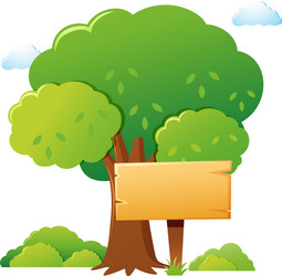 Wooden sign in forest Royalty Free Vector Image