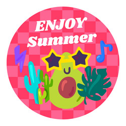 Cartoon round summer sticker stickers collection Vector Image