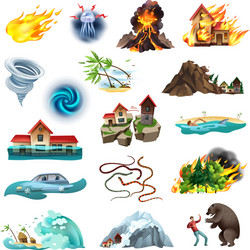 Natural disasters color set disasters Royalty Free Vector