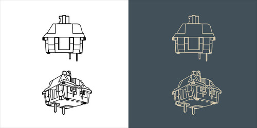 Switch mechanical keyboard wireframe blueprint Vector Image