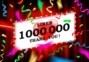 Thank you 1 million followers design with black Vector Image