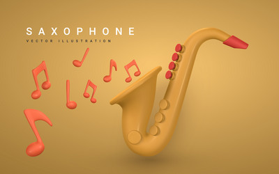 3d realistic saxophone for music concept design Vector Image
