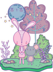 Cute little mouse on cloud Royalty Free Vector Image