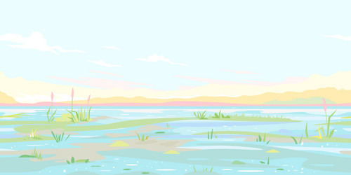 Spring landscape background with flood waters Vector Image