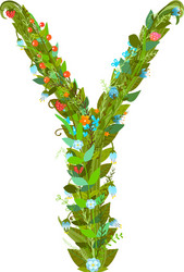 Letter y floral design Royalty Free Vector Image