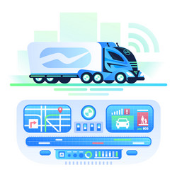 Autonomous self-driving truck icon on white Vector Image