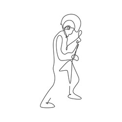 Continuous line drawing of rocker guitarist Vector Image