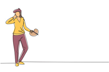 Continuous one line drawing artist painter Vector Image