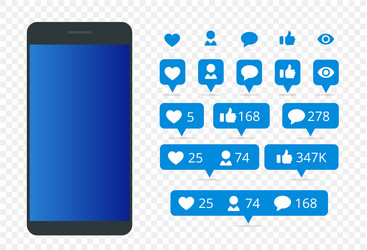 3d realistic social media red like icon set Vector Image