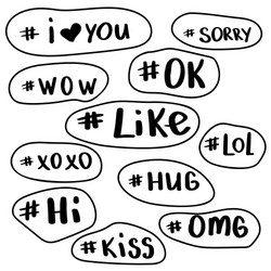 Hashtag social media icons set set words Vector Image