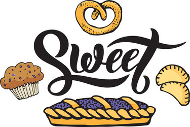 Kitchen cooking lettering inscriptions color logo Vector Image