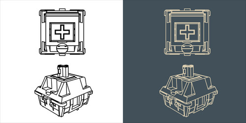 Switch mechanical keyboard wireframe blueprint Vector Image
