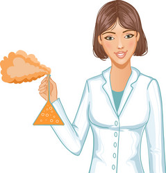 Woman with retort in hand Royalty Free Vector Image