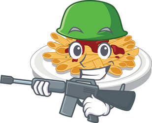 Cartoon army soldier saluting on white background Vector Image