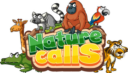 Word design for zoo with wild animals Royalty Free Vector