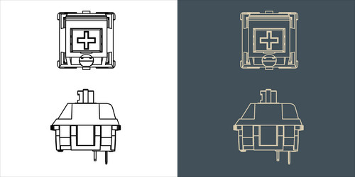 Switch mechanical keyboard wireframe blueprint Vector Image