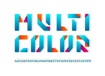 Abstract multi colored paper alphabet font Vector Image