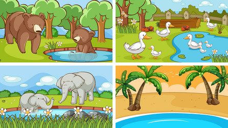 Wild animal characters background Royalty Free Vector Image