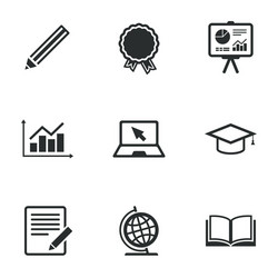 Education and study icon presentation signs Vector Image