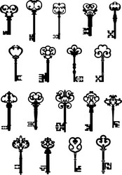 Old and vintage keys set Royalty Free Vector Image